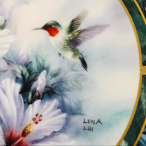 Lena liu | Art | Vintage Floral Hummingbird Plate Lena Liu Limited ...